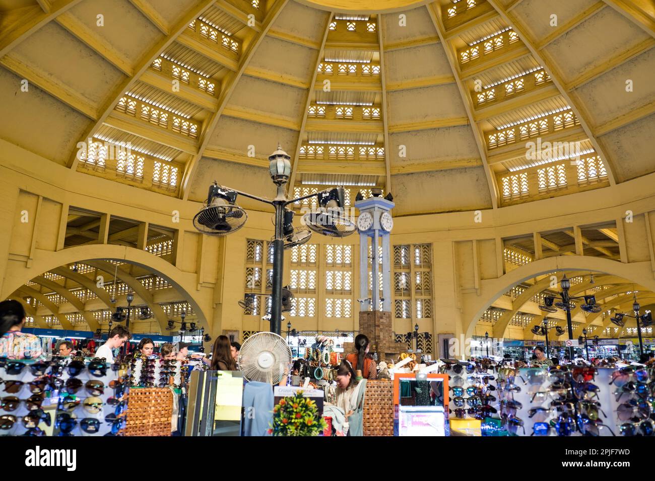 Central Market in Phnom Penh, Cambodia. The bright yellow art deco ...