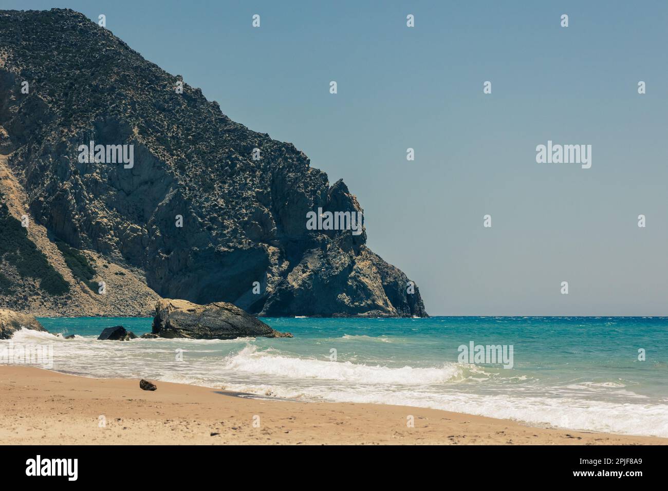 Beautiful day at the Kavo Paradiso beach in kos island, greece Stock ...