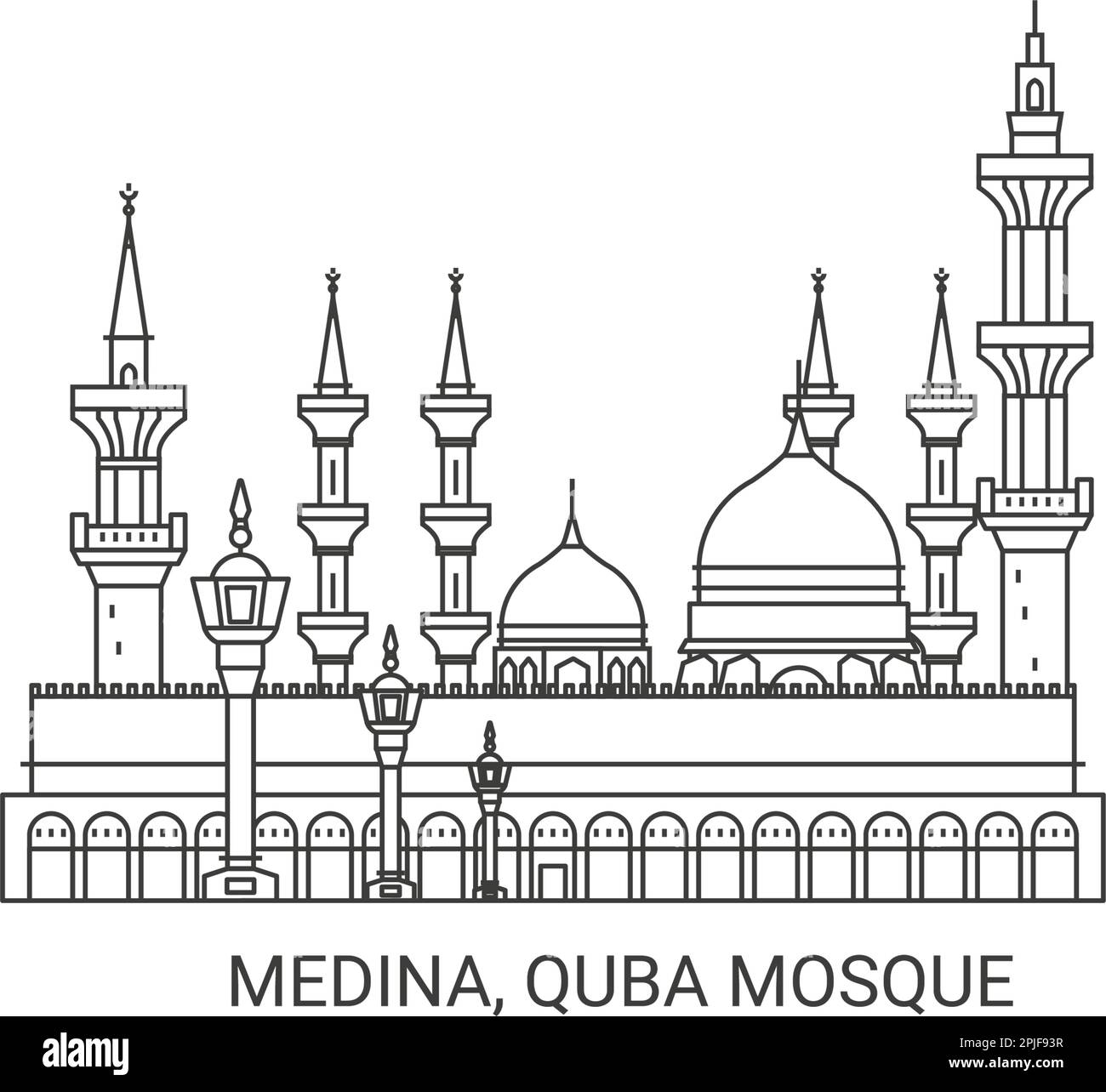 Saudi Arabia, Medina, Quba Mosque, travel landmark vector illustration ...
