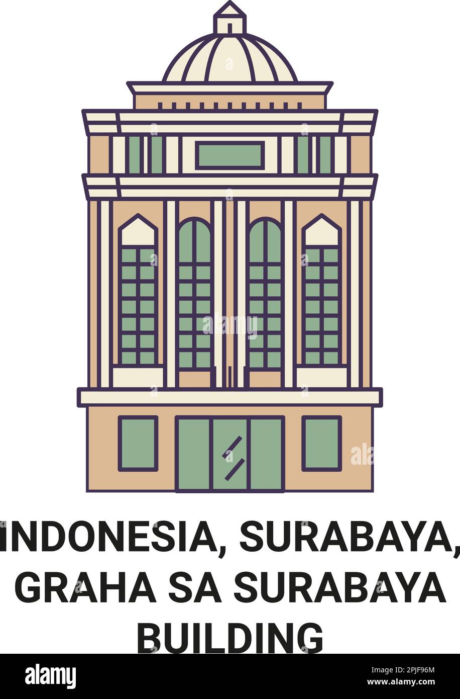 Indonesia, Surabaya, Graha Sa Surabaya Building travel landmark vector ...