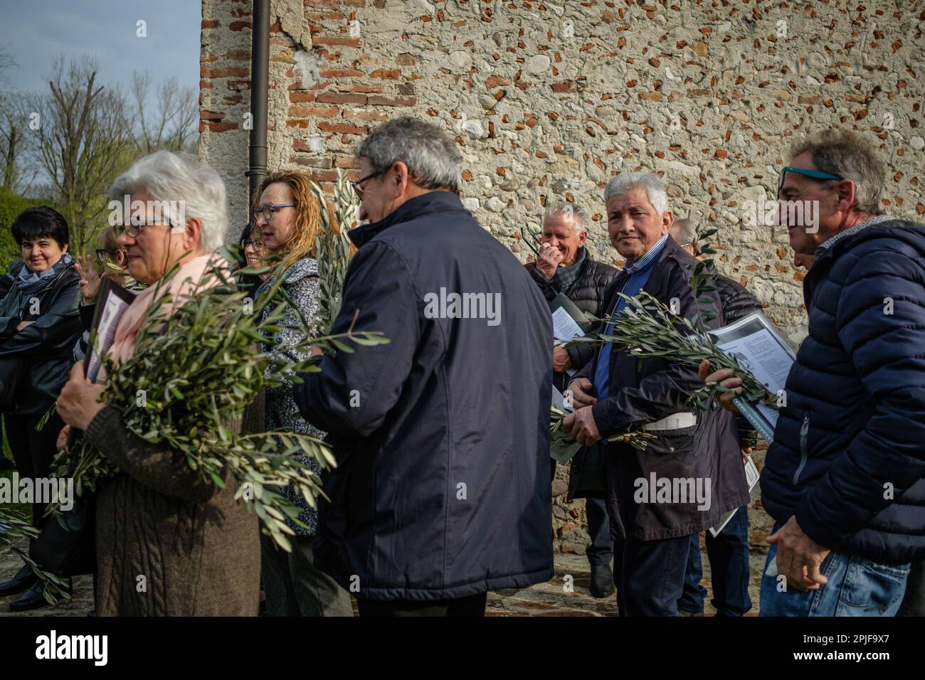 Castello Di Godego, Italy. 02nd Apr, 2023. People are seen holding ...