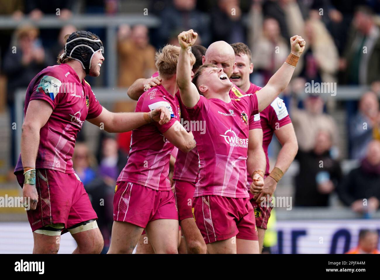 Exeter Chief’s Tom Cairns celebrates during the Heineken Champions Cup ...