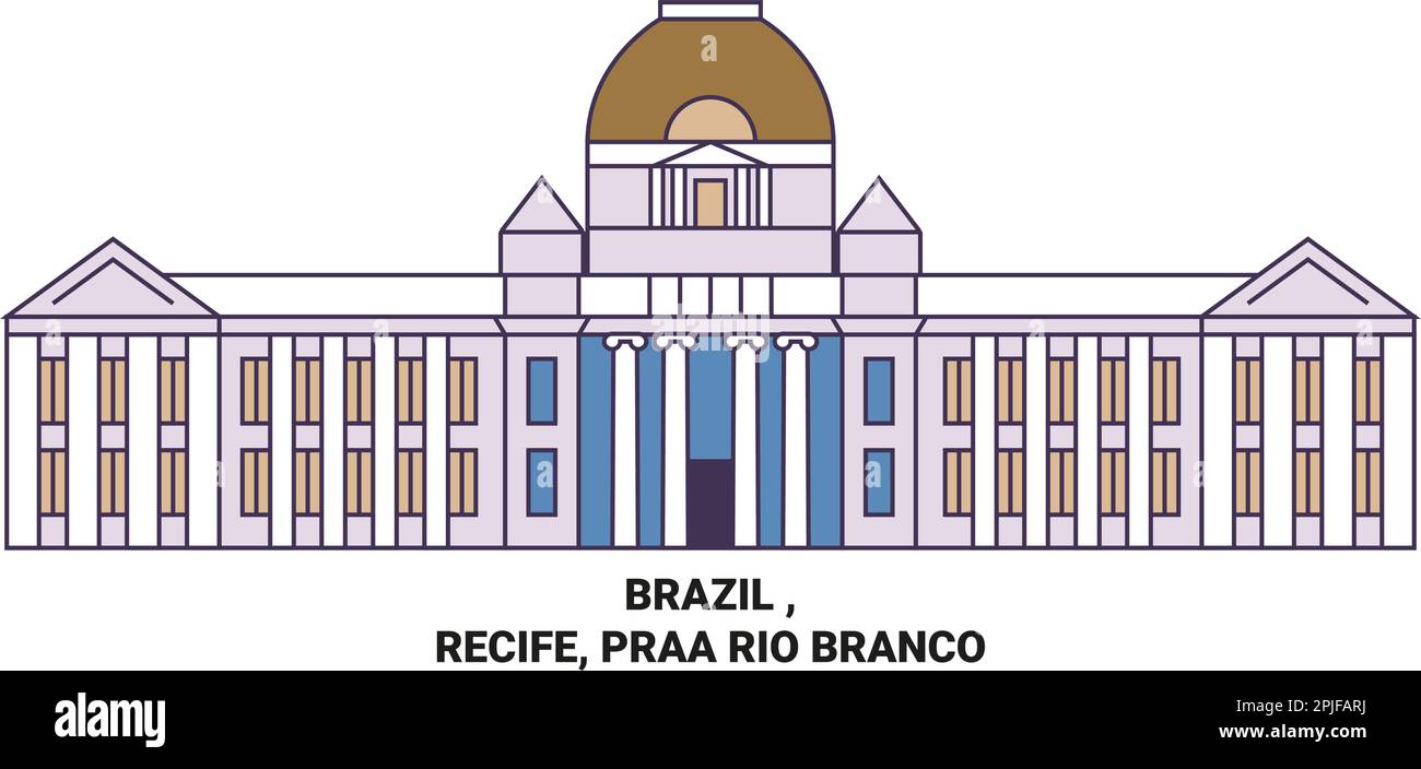 Brazil , Recife, Praa Rio Branco travel landmark vector illustration ...