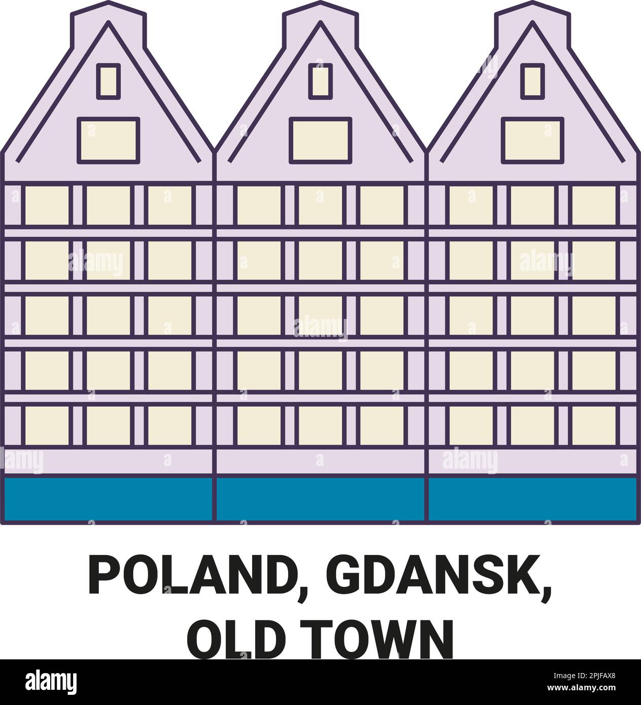 Poland, Gdansk, Old Town travel landmark vector illustration Stock ...