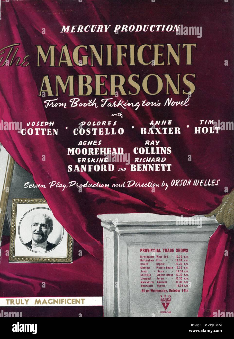 British Trade Ad for JOSEPH COTTEN DOLORES COSTELLO ANNE BAXTER TIM ...