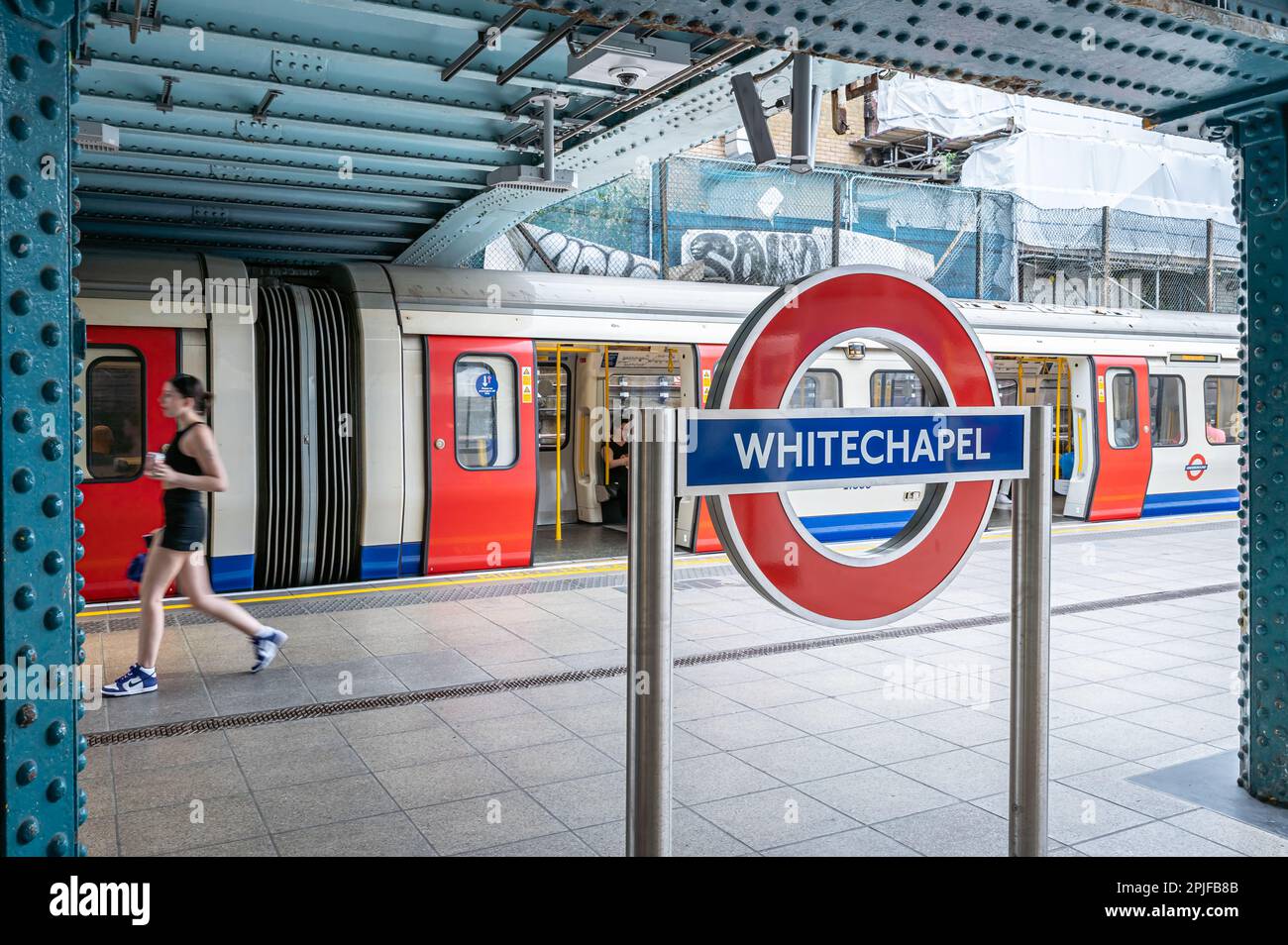 Whitechapel Underground Station Roundel, London Stock Photo - Alamy