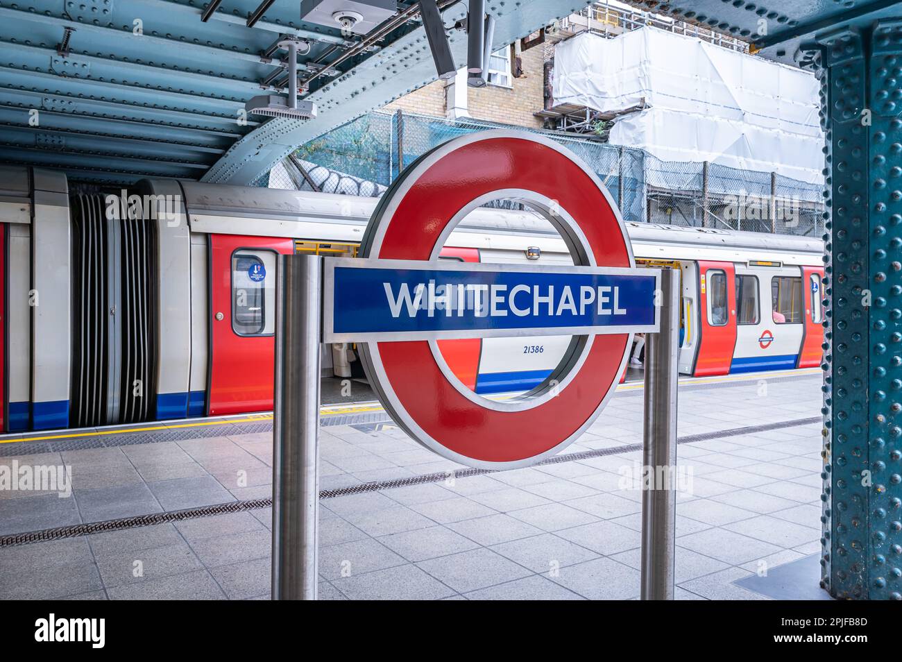 Whitechapel Underground Station Roundel, London Stock Photo - Alamy