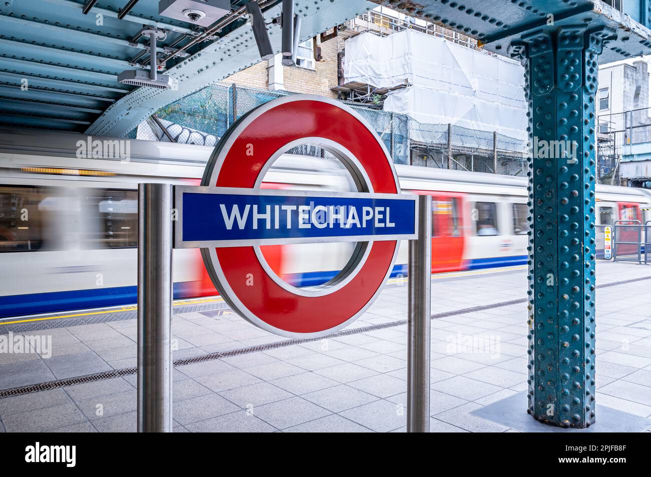 Whitechapel Underground Station Roundel, London Stock Photo - Alamy