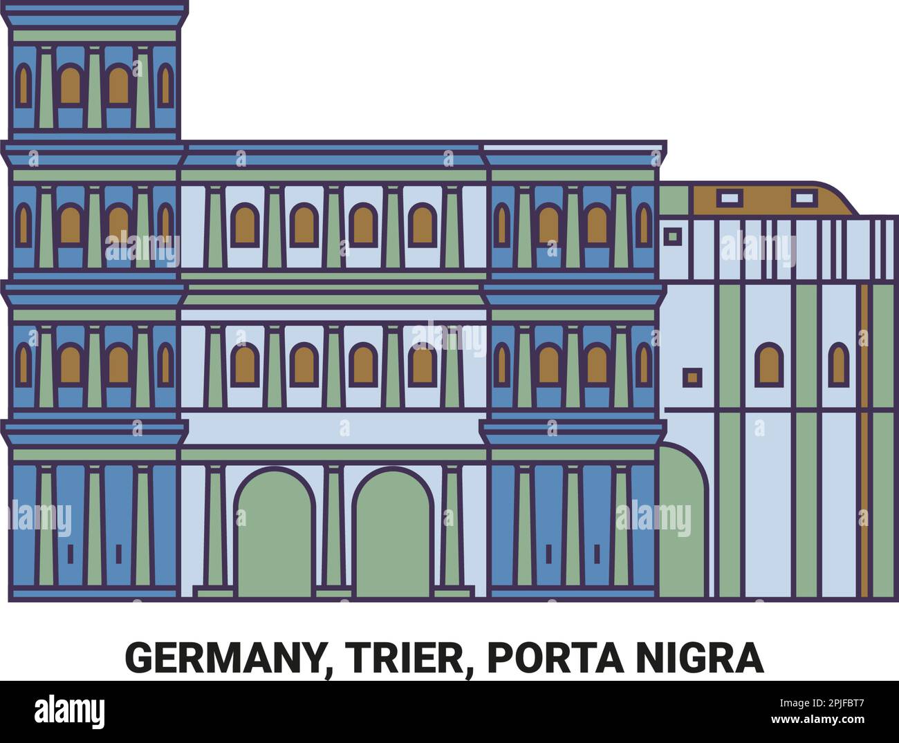 Germany, Trier, Porta Nigra travel landmark vector illustration Stock ...