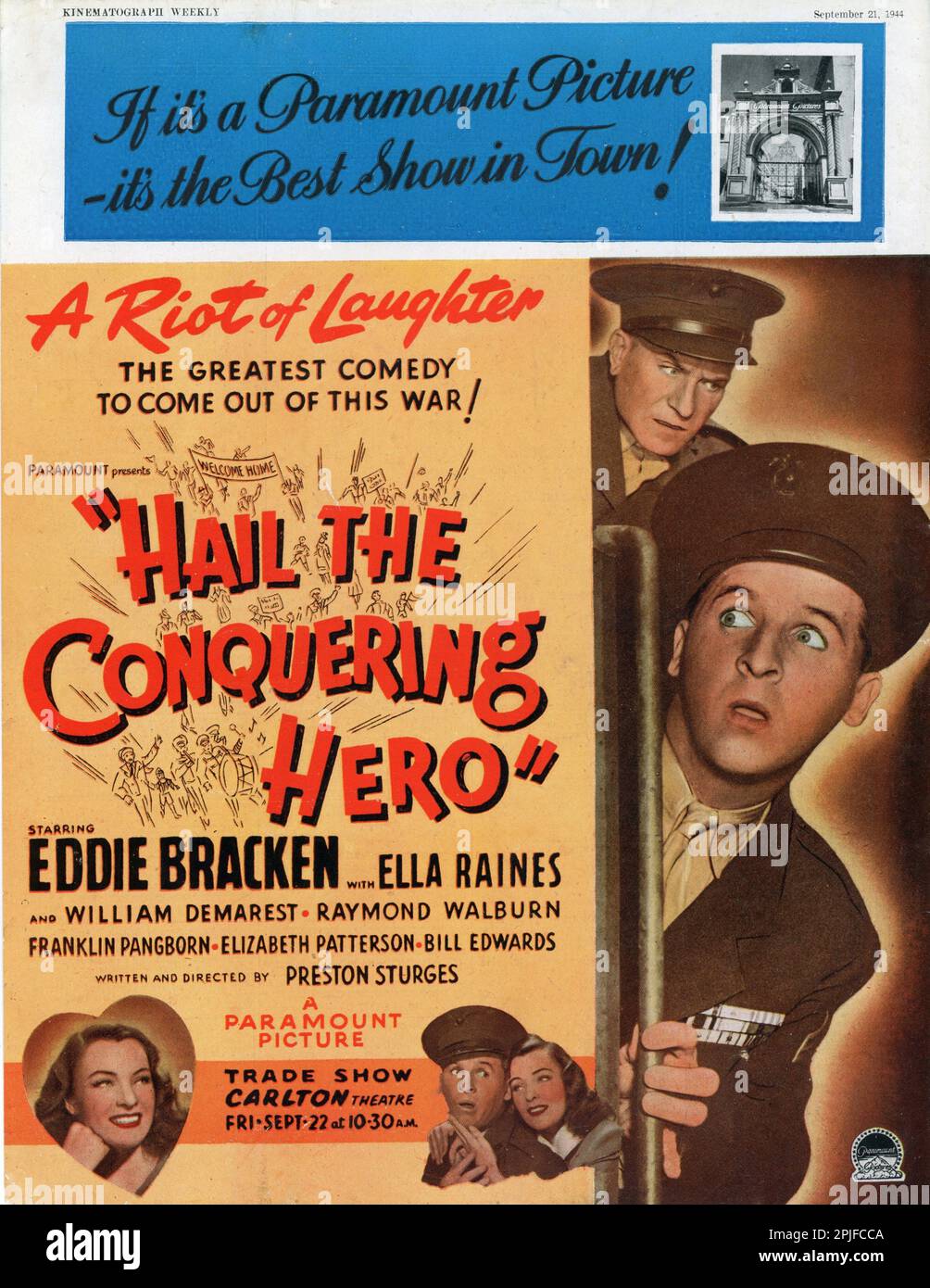 EDDIE BACKEN ELLA RAINES and WILLIAM DEMAREST in HAIL THE CONQUERING ...