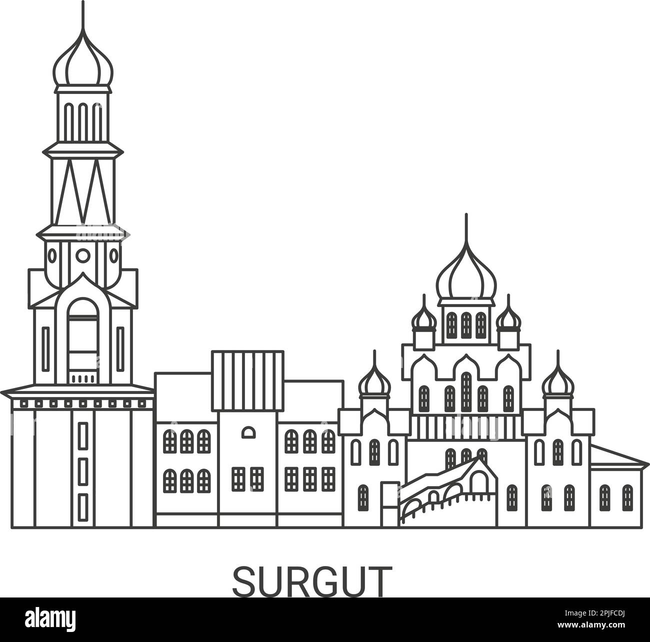 Russia, Surgut travel landmark vector illustration Stock Vector Image ...