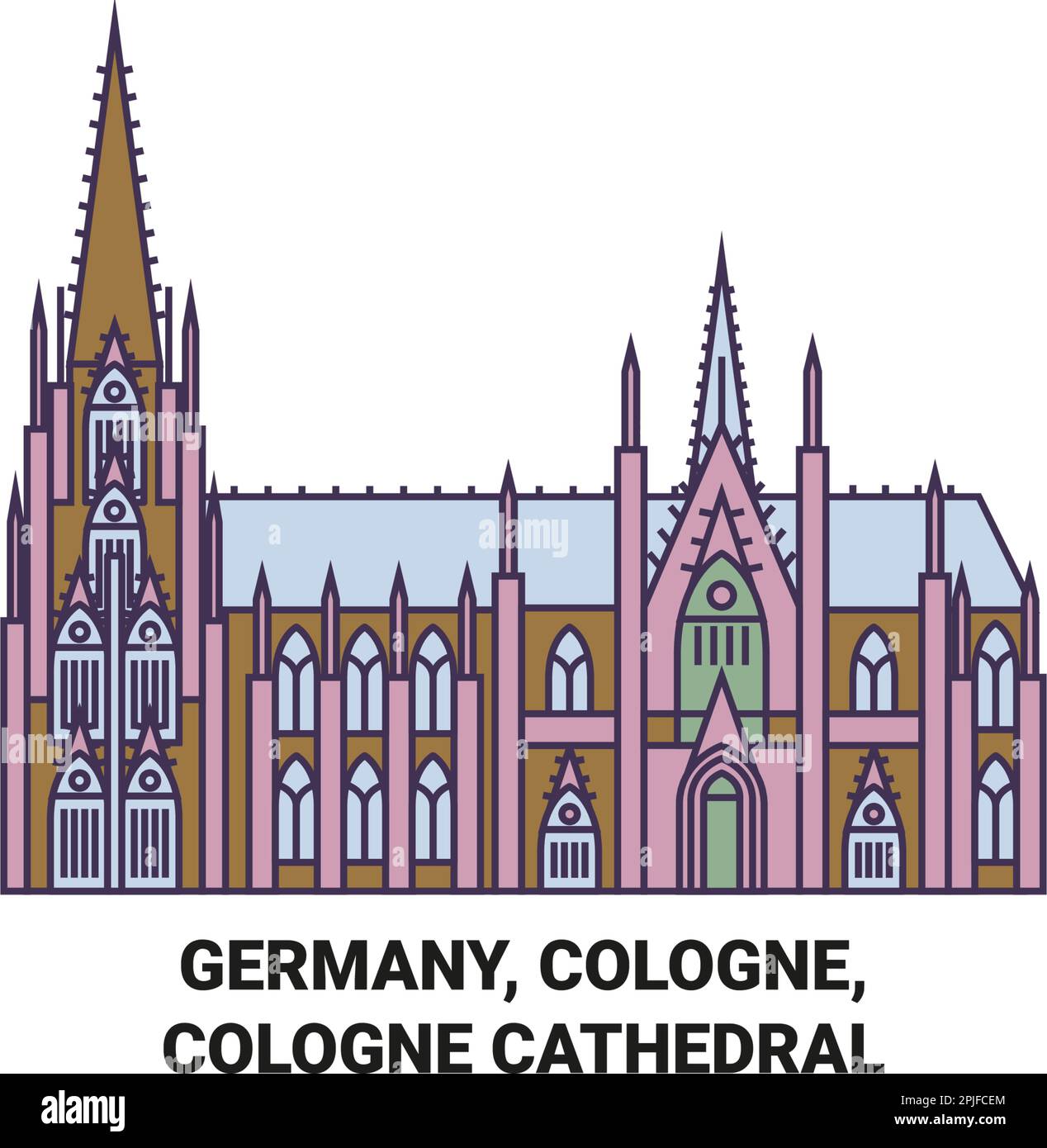 Germany, Cologne, Cologne Cathedral travel landmark vector illustration ...