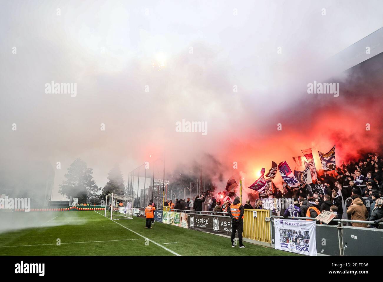 Eupen, Belgium. 02nd Apr, 2023. Anderlecht's supporters pictured at the ...
