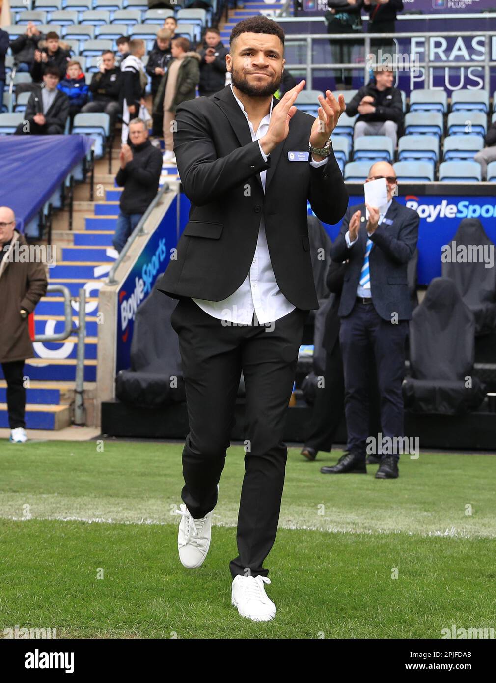 Former Coventry City player Maxime Biamou on the pitch during legends ...