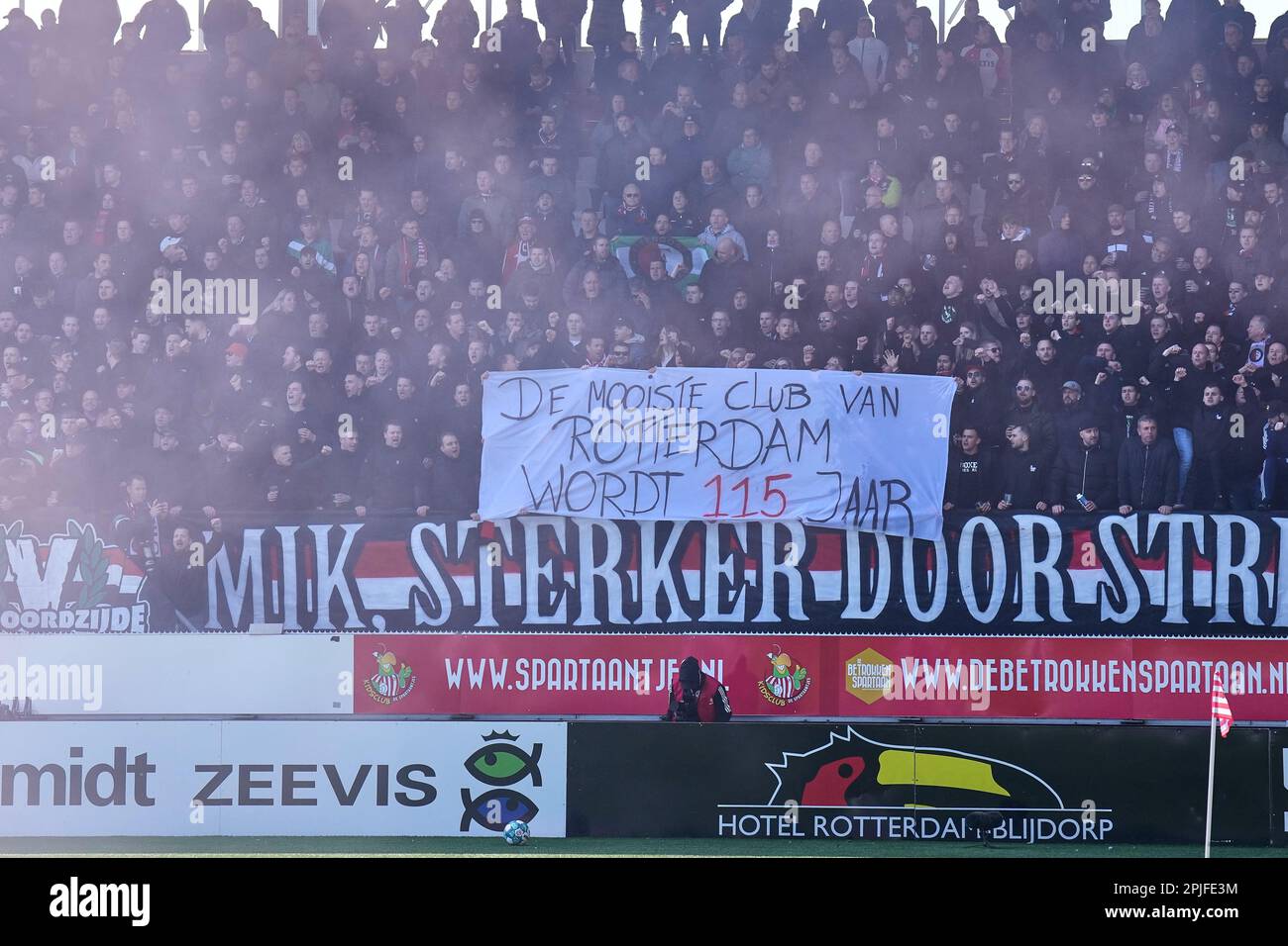 Rotterdam - Banner of Feyenoord supporters during the match between ...