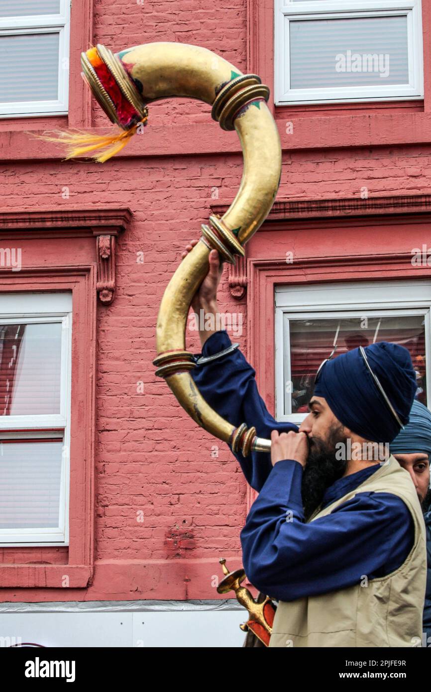 London, UK. 02nd Apr, 2023. Sikh Vaisakhi celebrates the birth of the ...