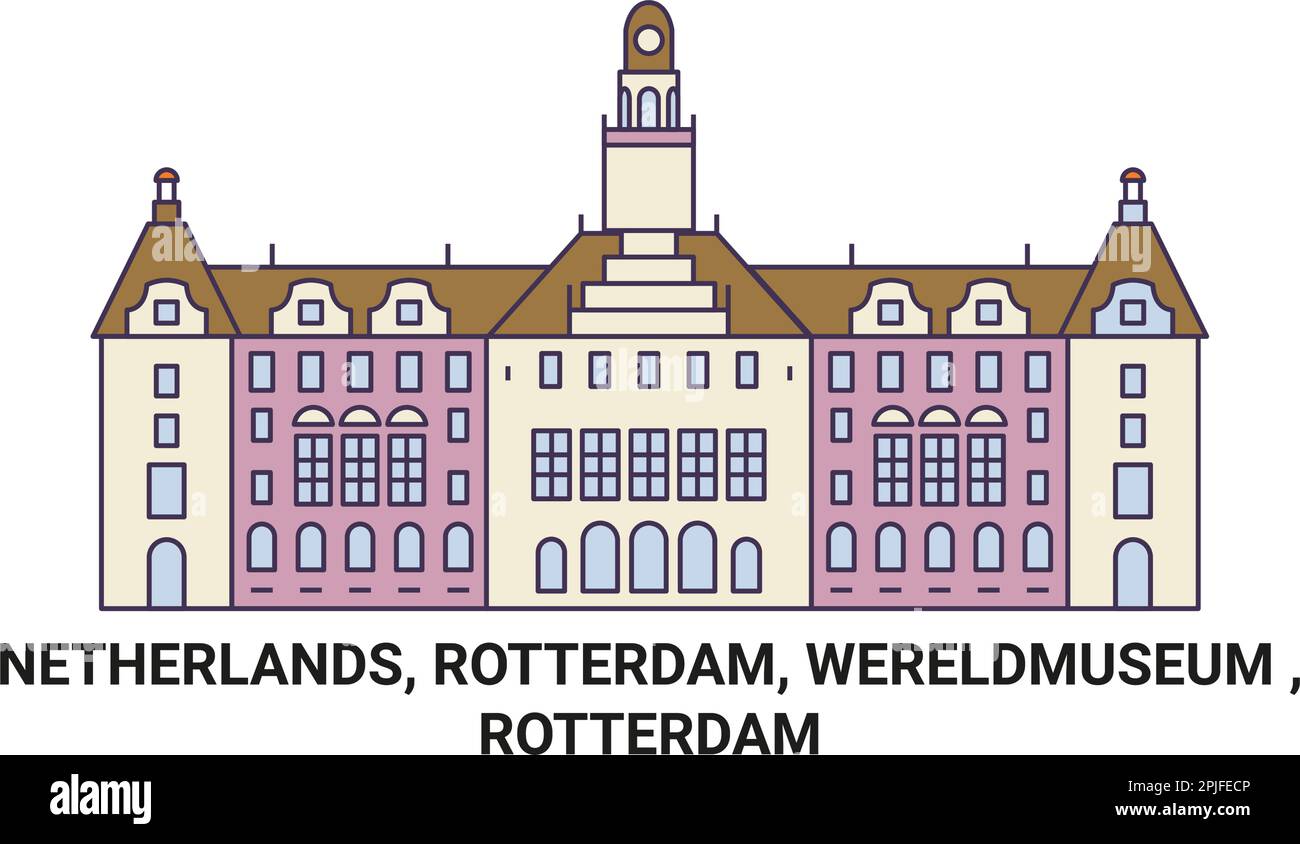 Netherlands, Rotterdam, Wereldmuseum , Rotterdam travel landmark vector ...