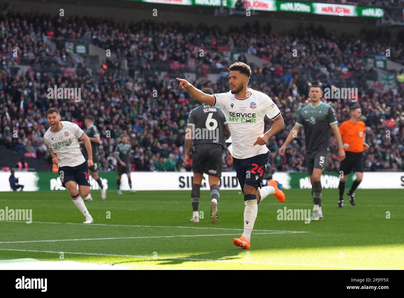 Bolton Wanderers’ Elias Kachunga celebrates after scoring their sides ...