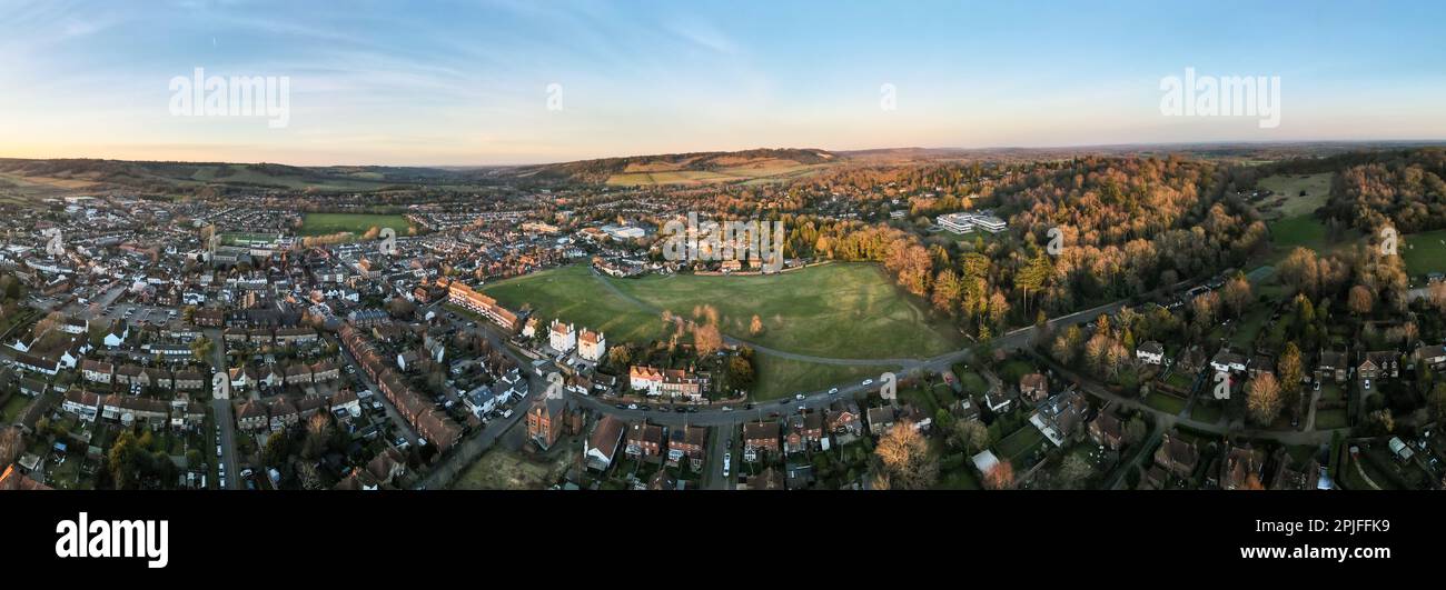UK. Aerial view of Dorking, Surrey Stock Photo - Alamy