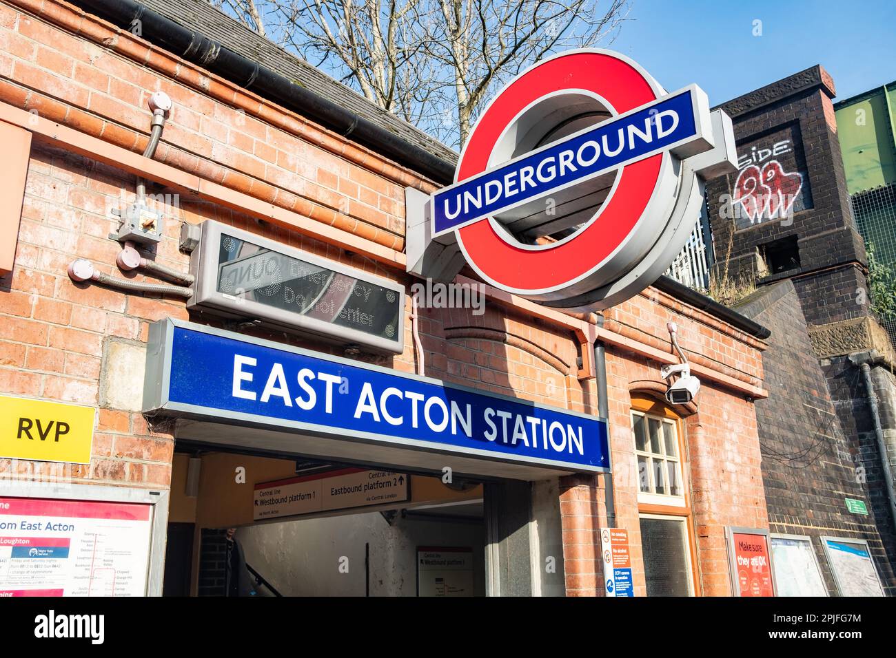 London- February 2023: East Acton Station, Central Line London ...