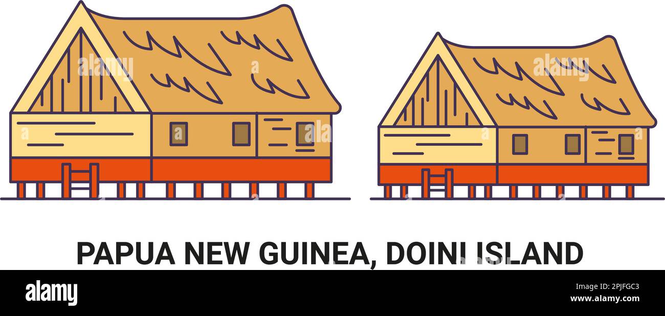 Papua New Guinea, Doini Island, travel landmark vector illustration ...