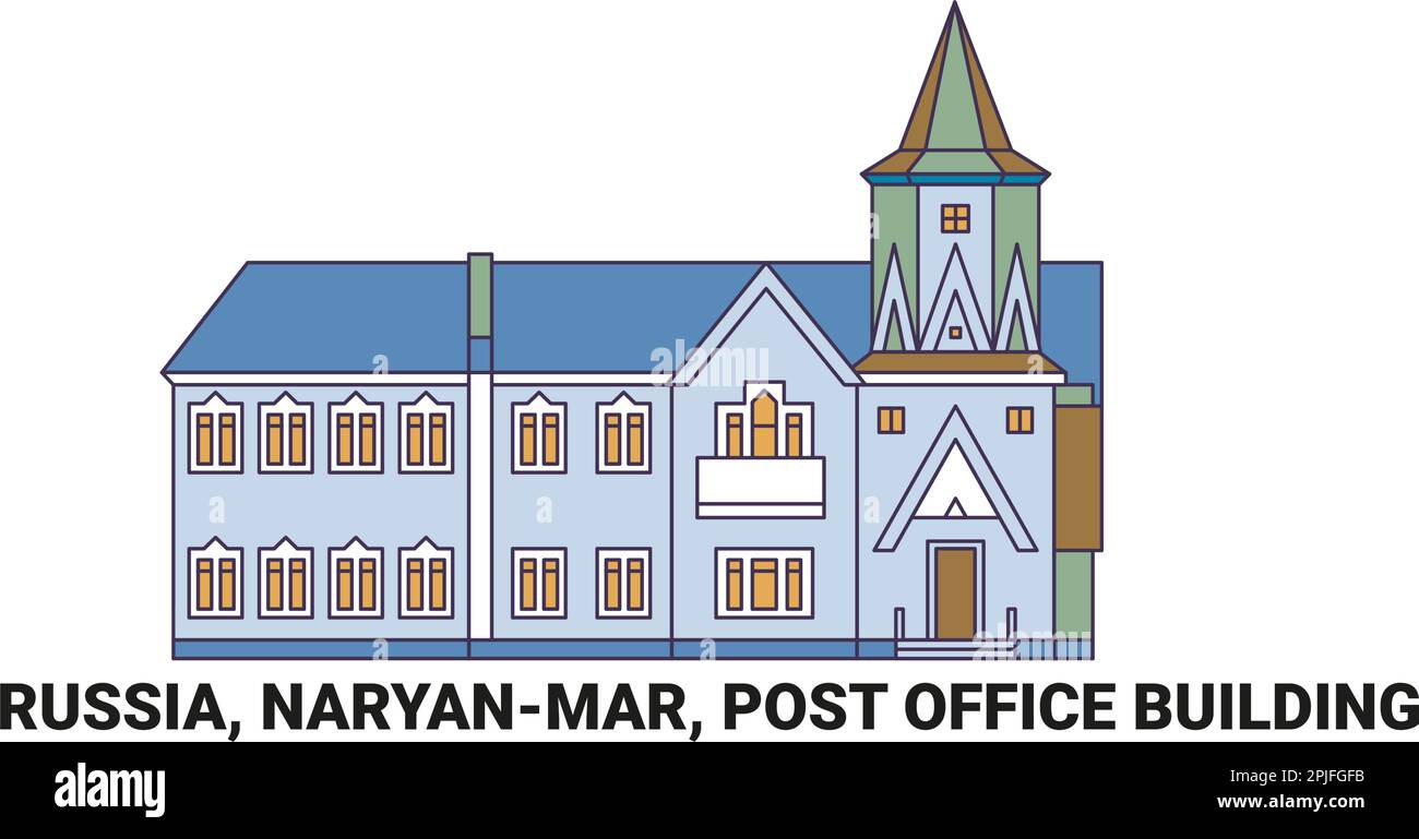 Russia, Naryanmar, Post Office Building travel landmark vector ...