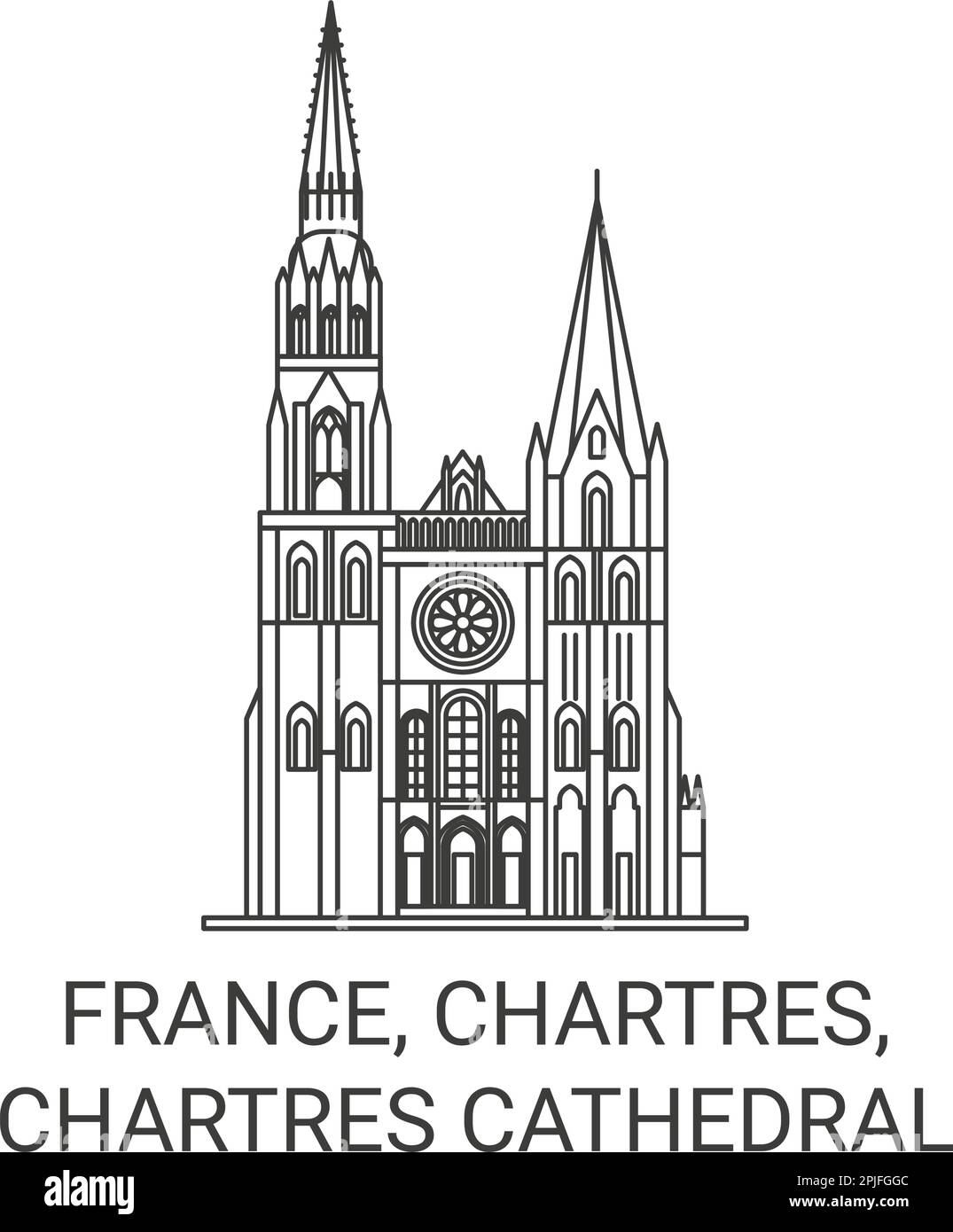 France, Chartres, Chartres Cathedral travel landmark vector ...