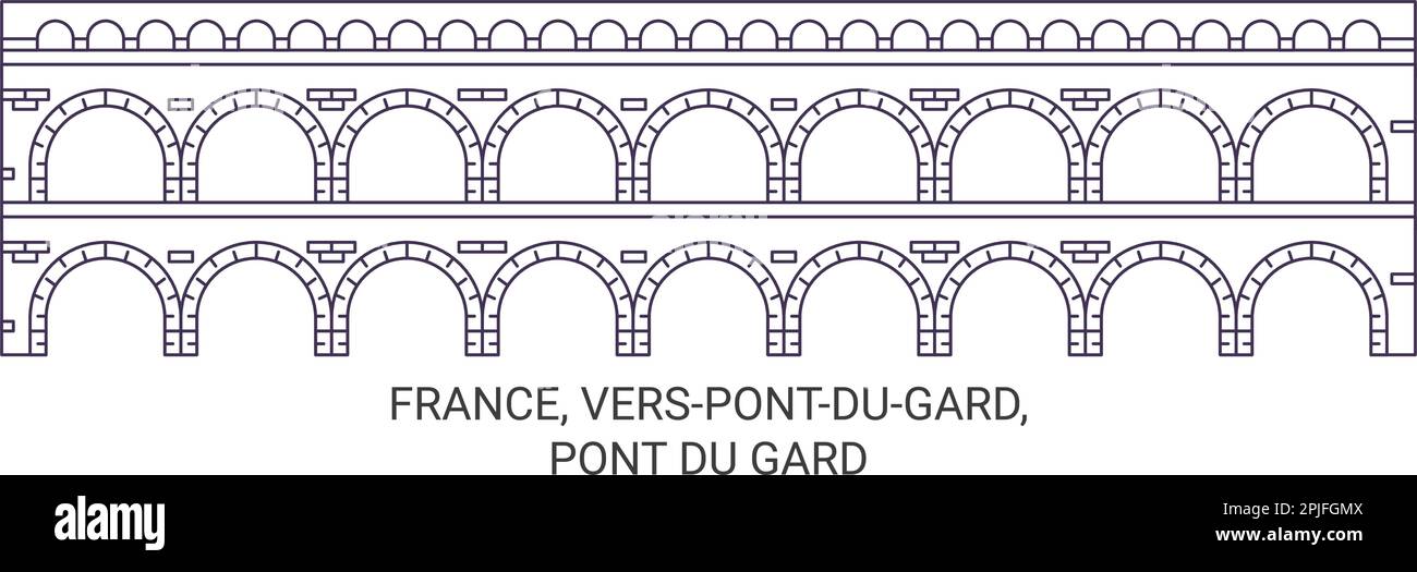 France, Verspontdugard, Pont Du Gard travel landmark vector ...