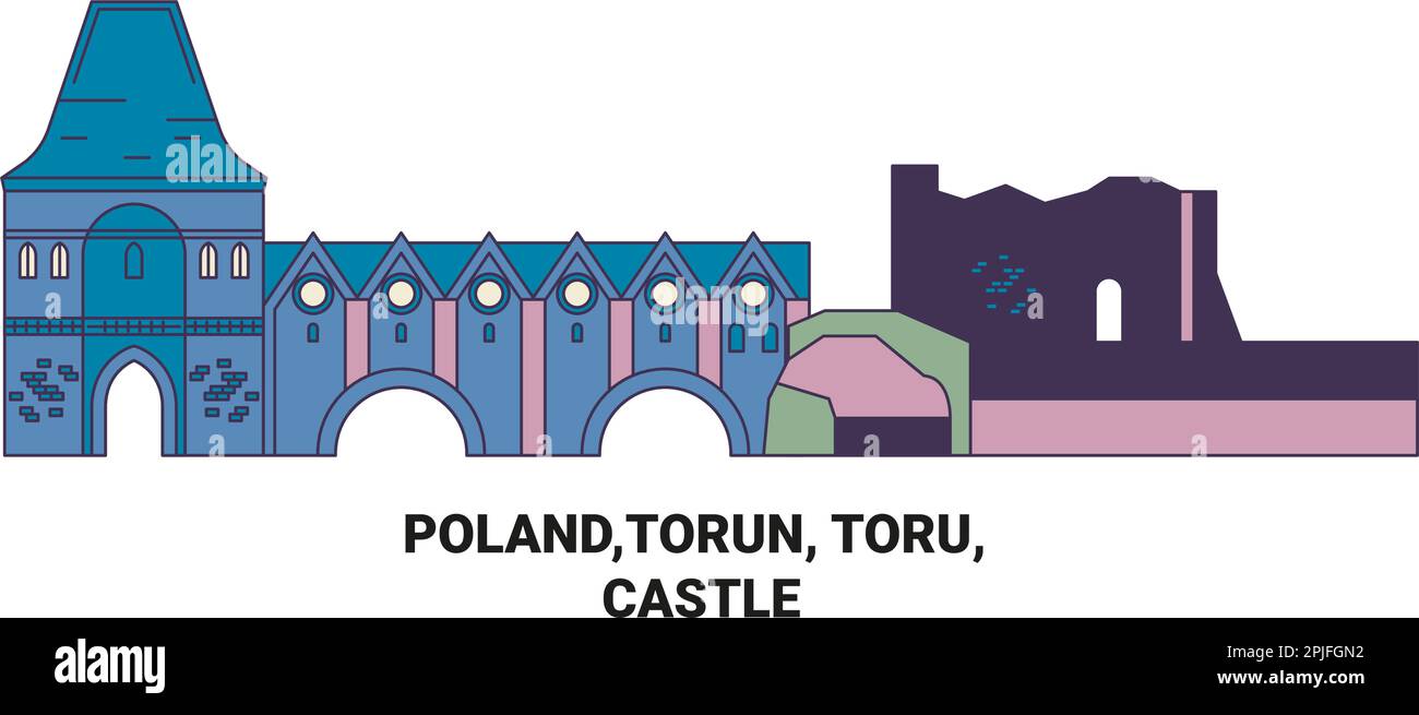 Poland,Torun, Toru, Castle travel landmark vector illustration Stock ...