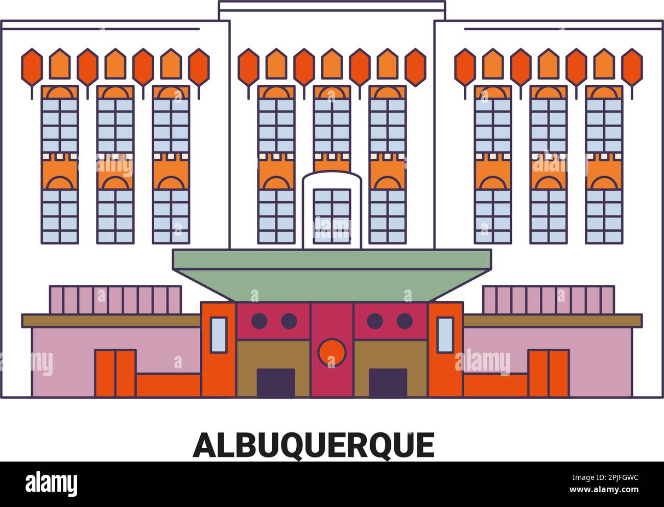 Usa, Albuquerque travel landmark vector illustration Stock Vector Image ...