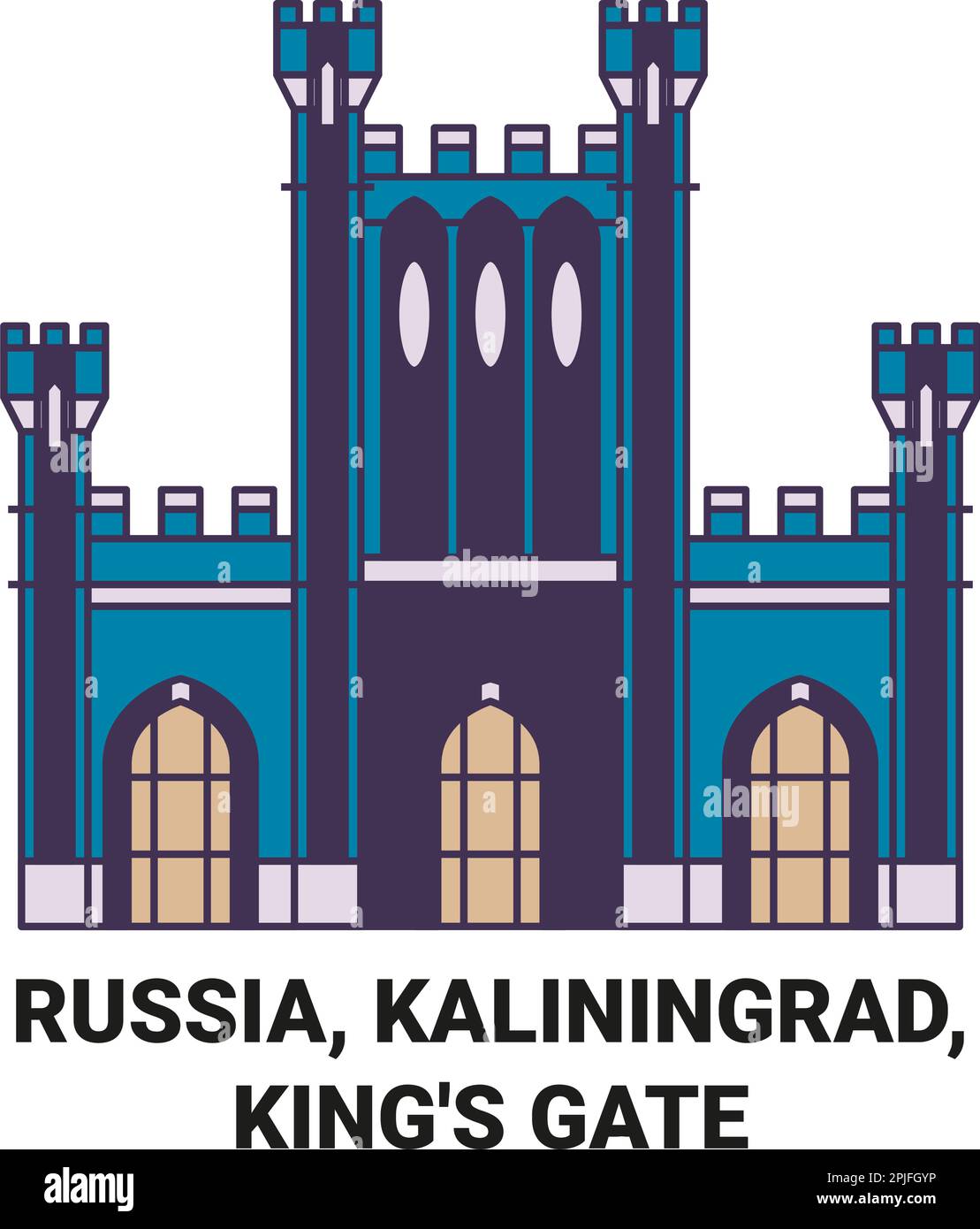 Russia, Kaliningrad, King's Gate travel landmark vector illustration ...