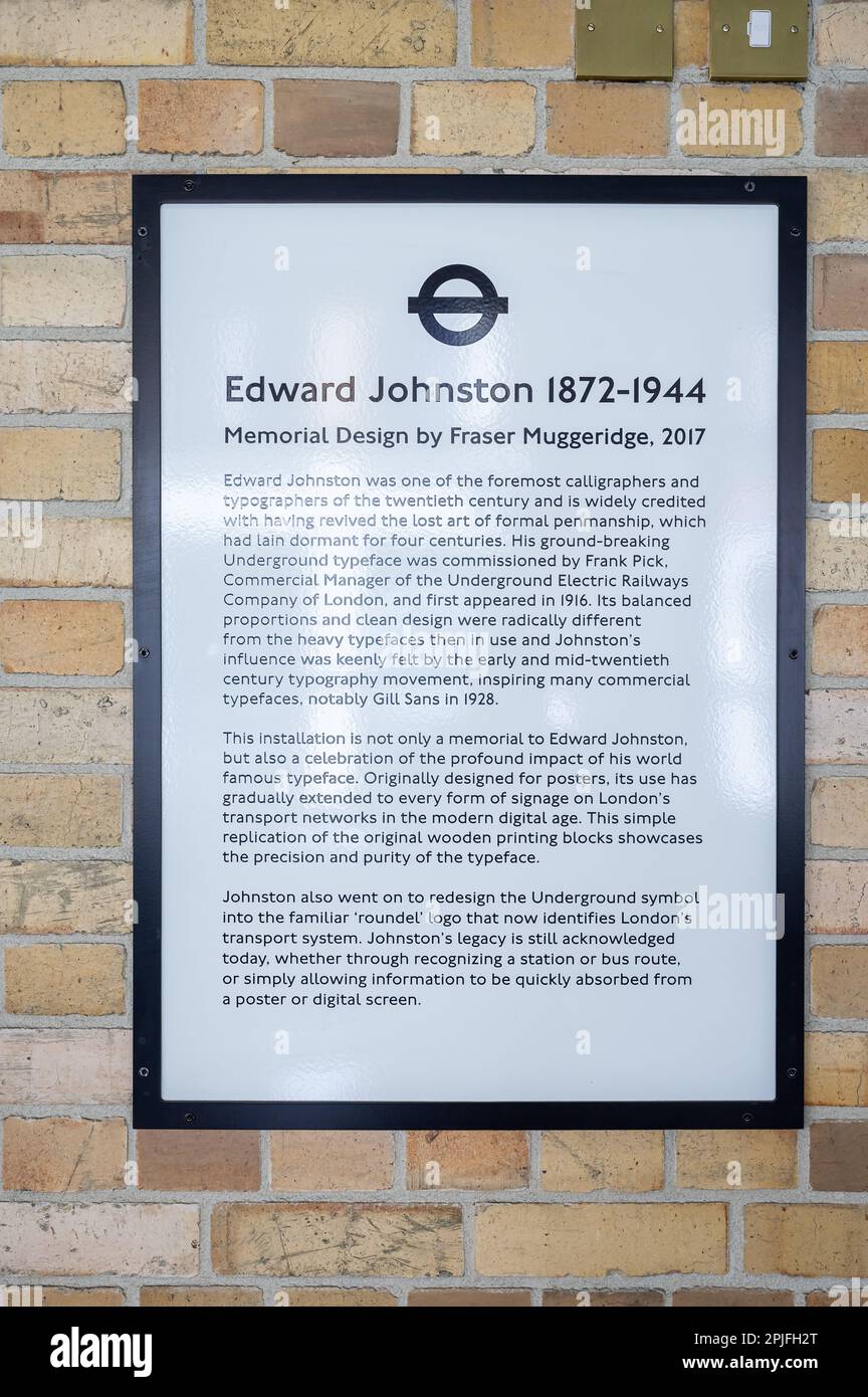 Edward Johnston Memorial Design by Fraser Muggeridge, 2017 Farringdon ...