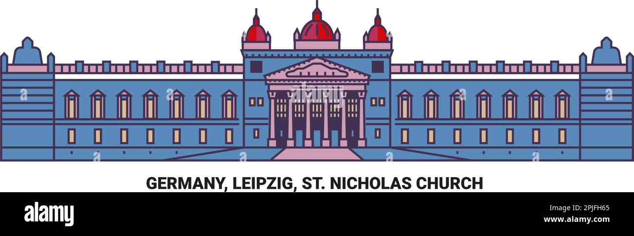 Germany, Leipzig, St. Nicholas Church travel landmark vector ...