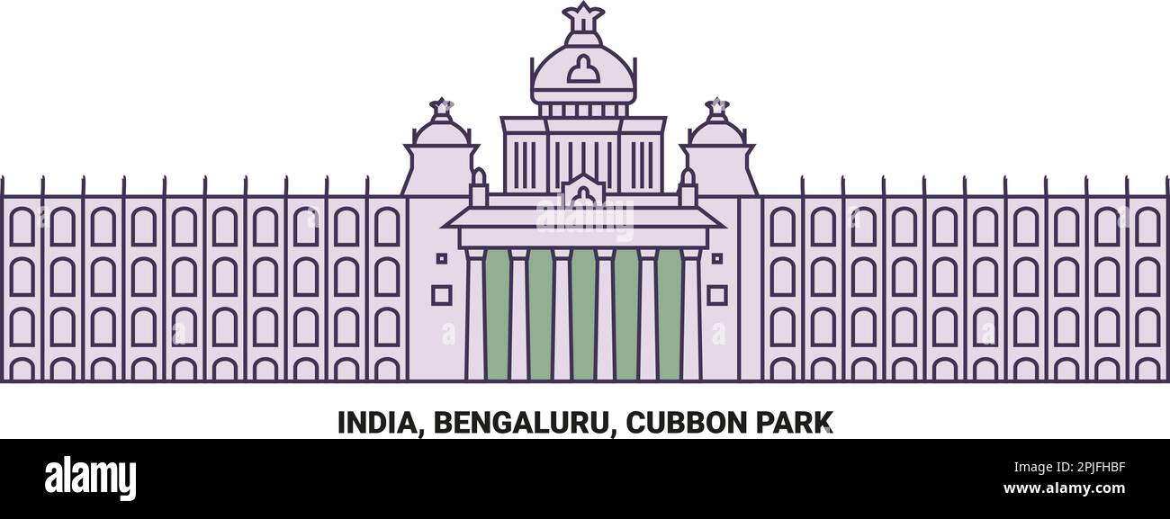 India, Bengaluru, Cubbon Park travel landmark vector illustration Stock ...