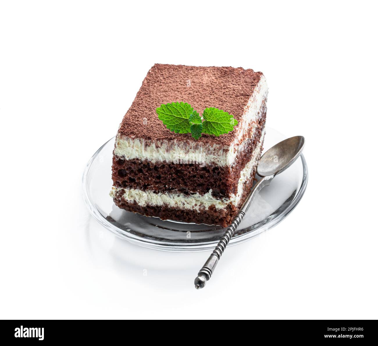 Tiramisu cake isolated on white background Stock Photo - Alamy