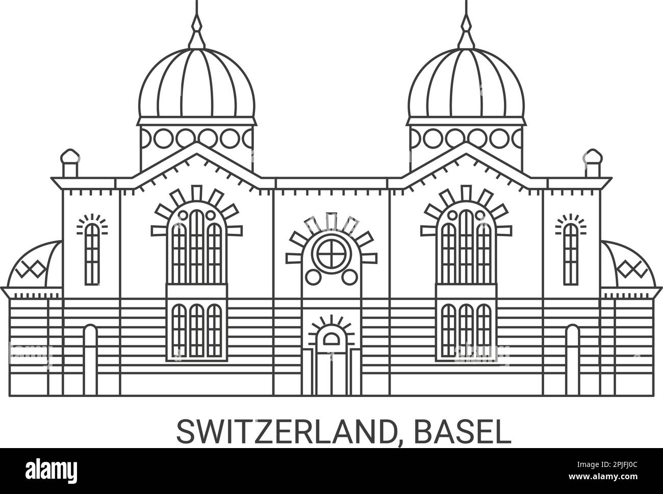 Switzerland, Basel, travel landmark vector illustration Stock Vector ...