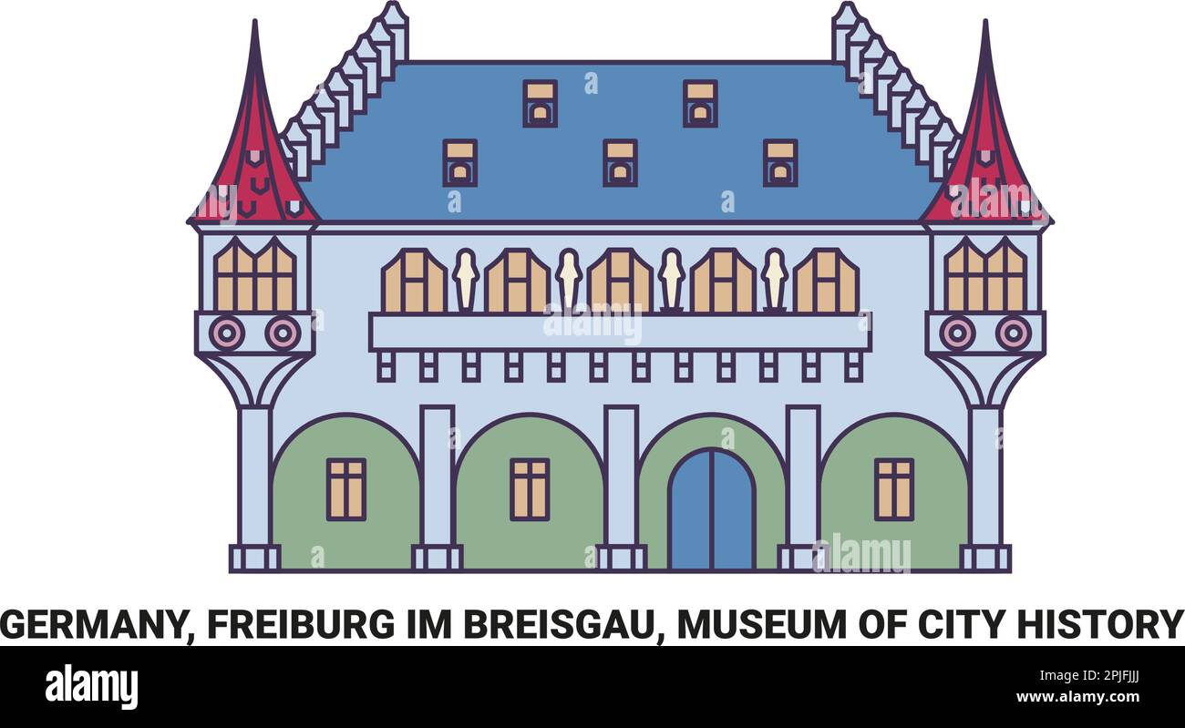 Germany, Freiburg Im Breisgau, Museum Of City History travel landmark vector illustration Stock ...
