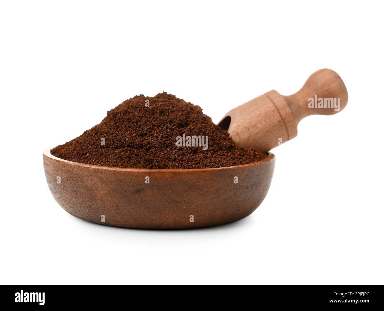 Bowl with coffee powder and scoop isolated on white background Stock ...