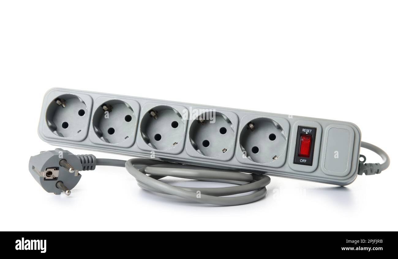 Electric extension cord isolated on white background Stock Photo - Alamy