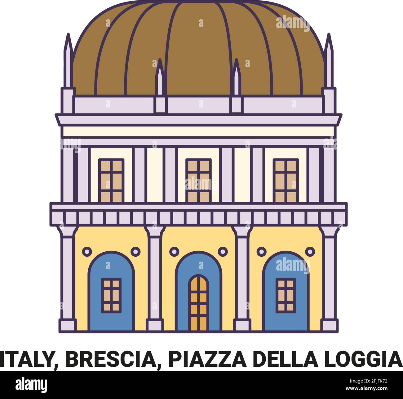 Italy, Brescia, Piazza Della Loggia travel landmark vector illustration ...