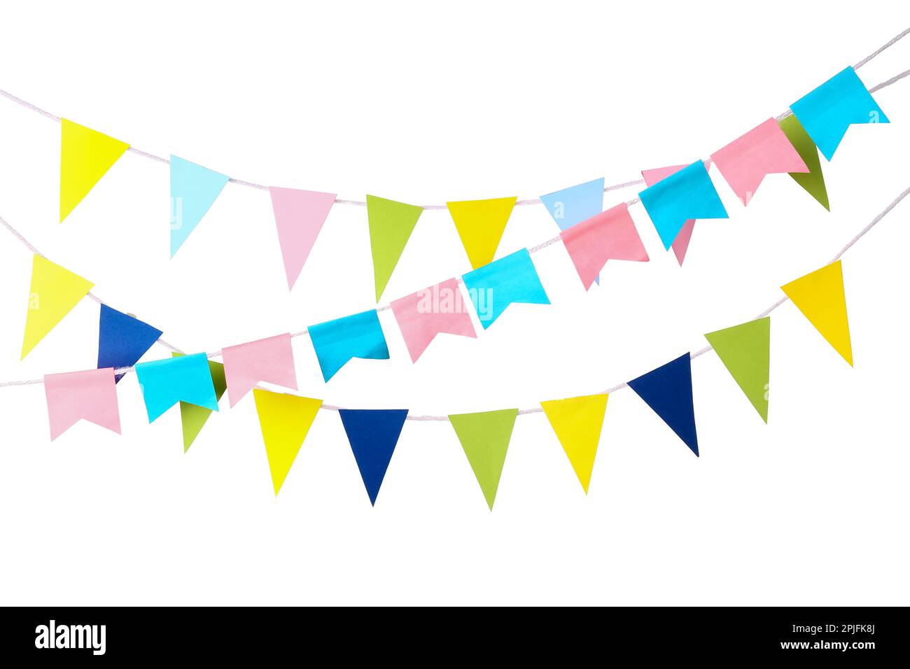Colorful flags for Festa Junina on white background Stock Photo - Alamy