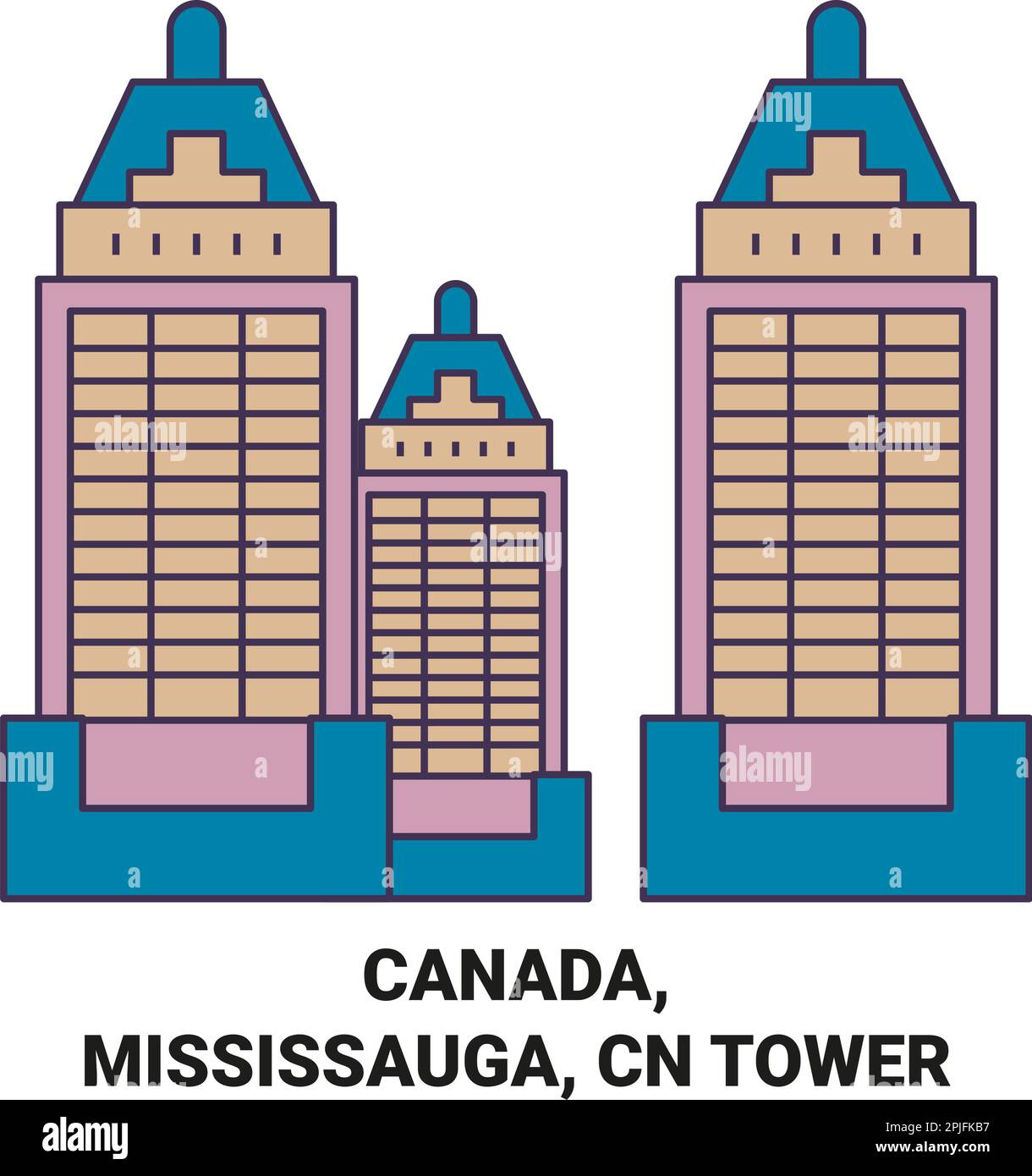 Canada, Mississauga, Cn Tower travel landmark vector illustration Stock ...