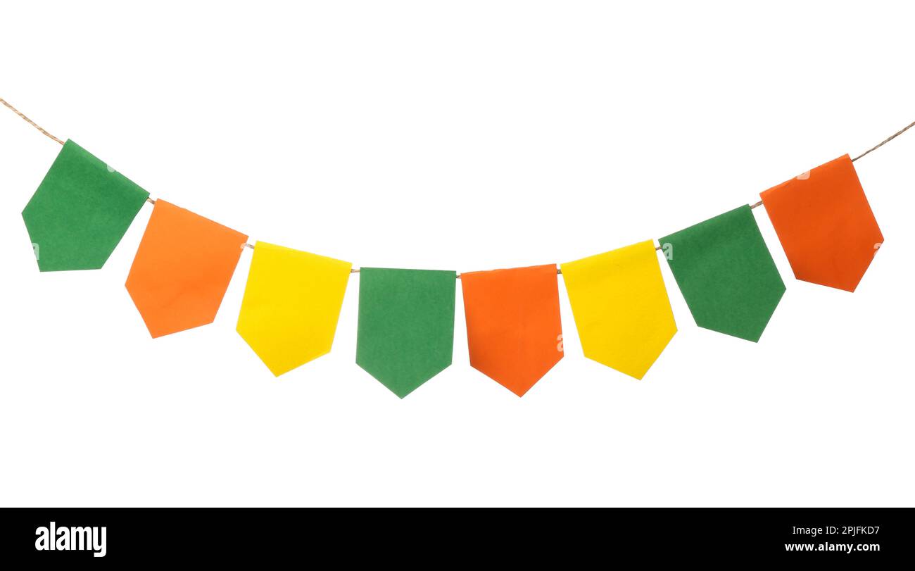 Colorful flags on white background. Festa Junina (June Festival ...