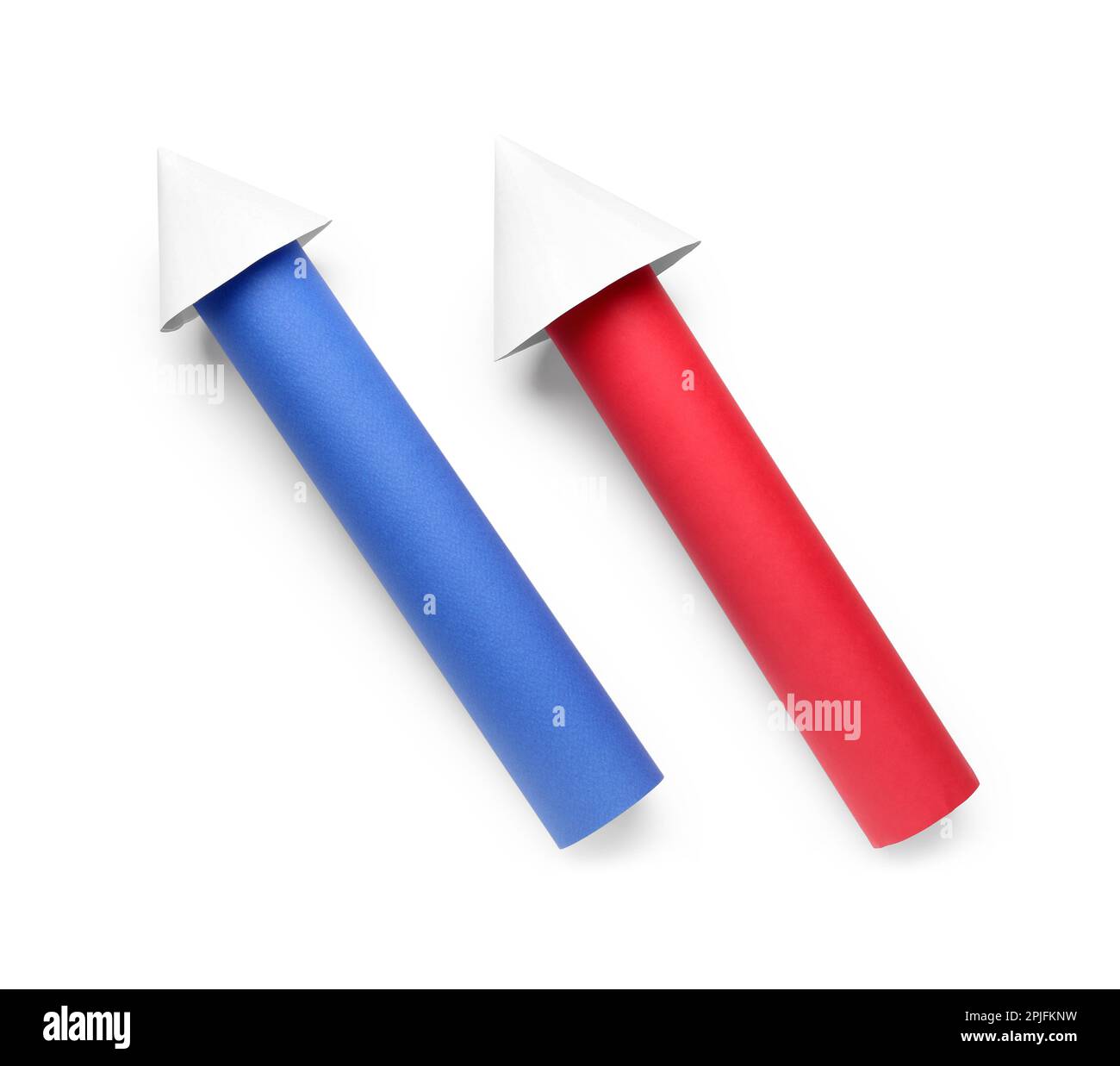 Firework rockets for Independence Day on white background Stock Photo ...