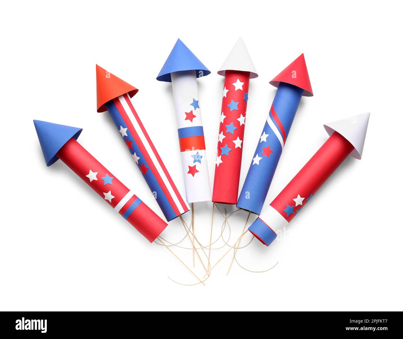 Firework rockets for Independence Day on white background Stock Photo ...