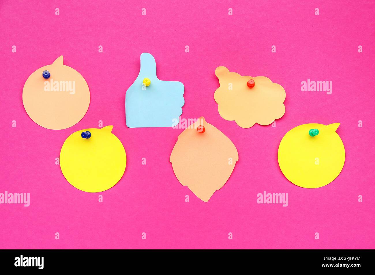 Sticky notes on pink background Stock Photo - Alamy