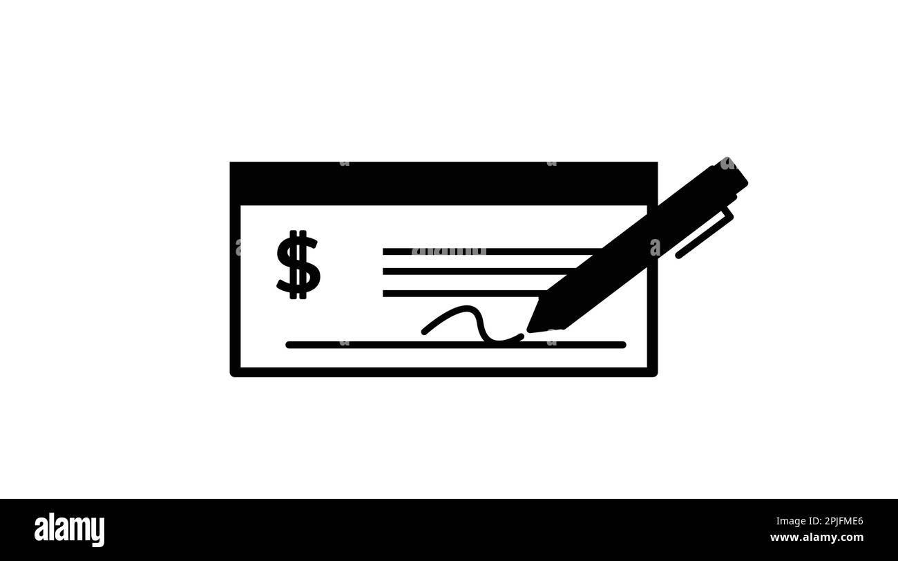 Money Check Icon. Vector isolated editable illustration of a check and ...