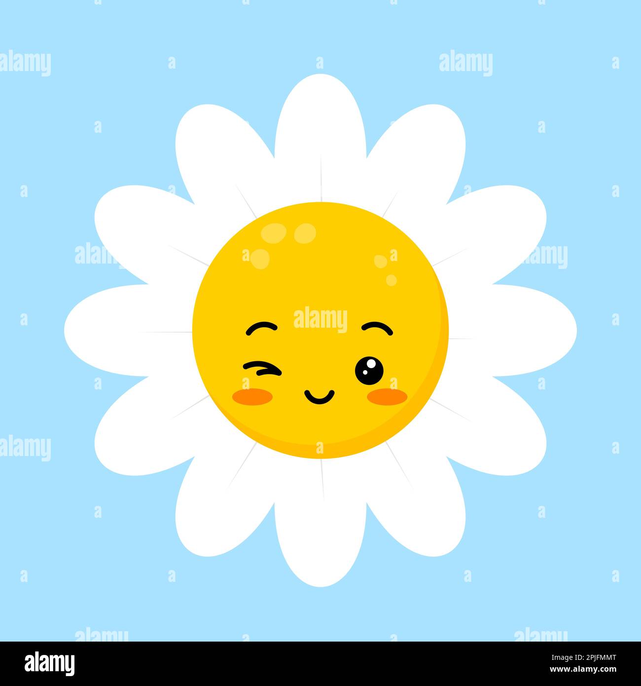 Daisy flower winking face happy cute character Stock Vector Image & Art ...