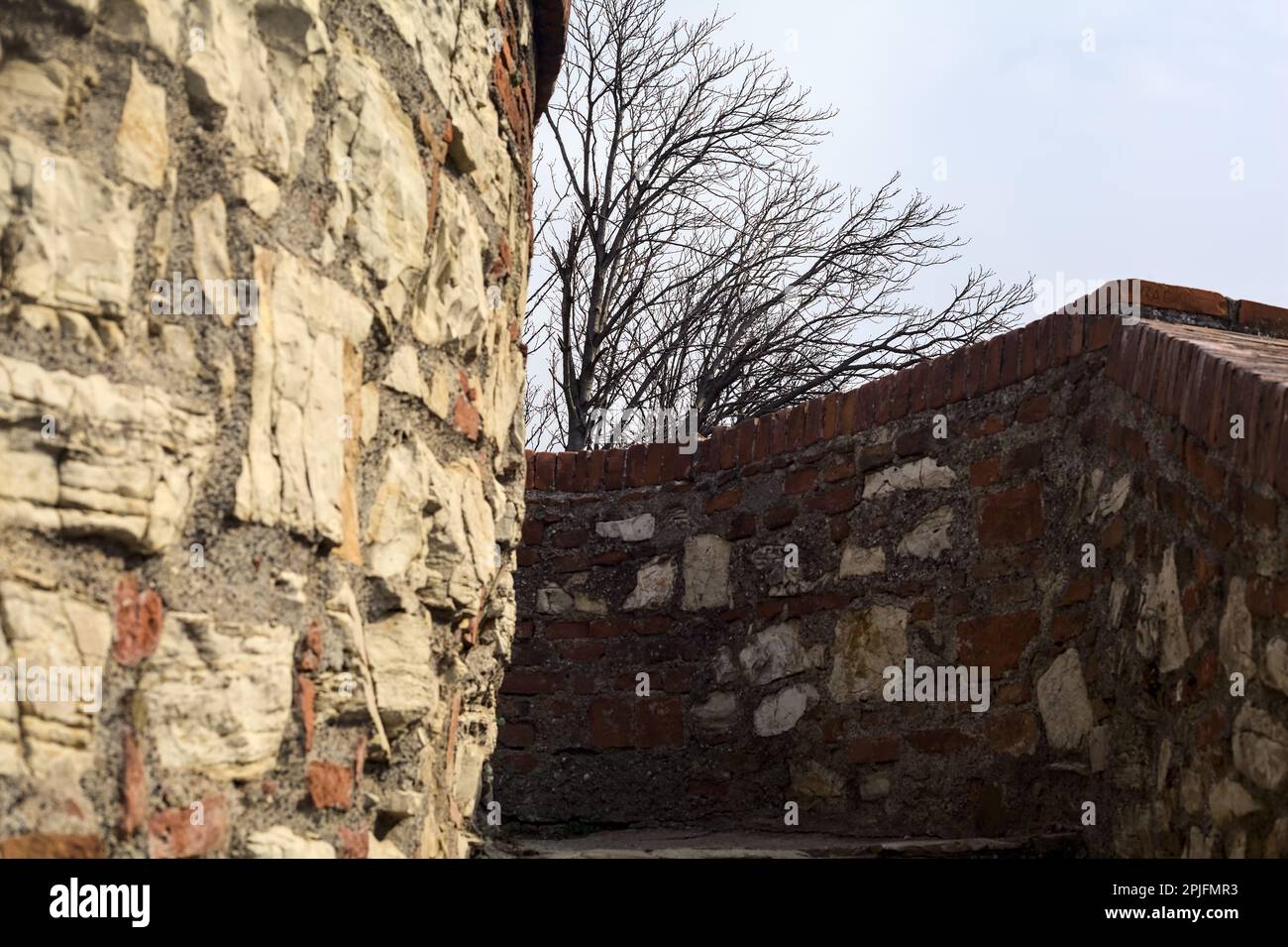 Staircase outside a tower of a castle Stock Photo - Alamy