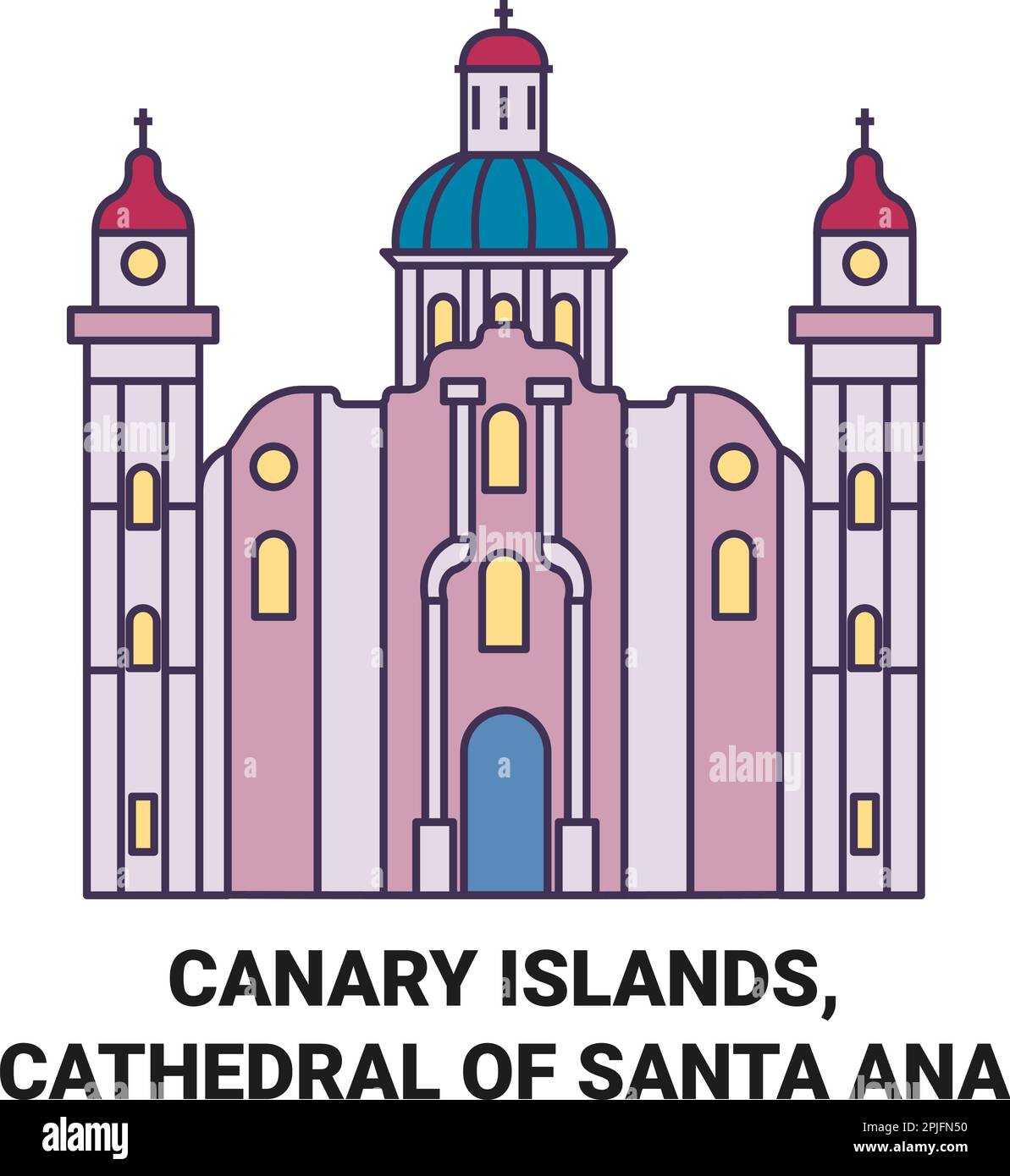 Spain, Canary Islands, Cathedral Of Santa Ana travel landmark vector ...